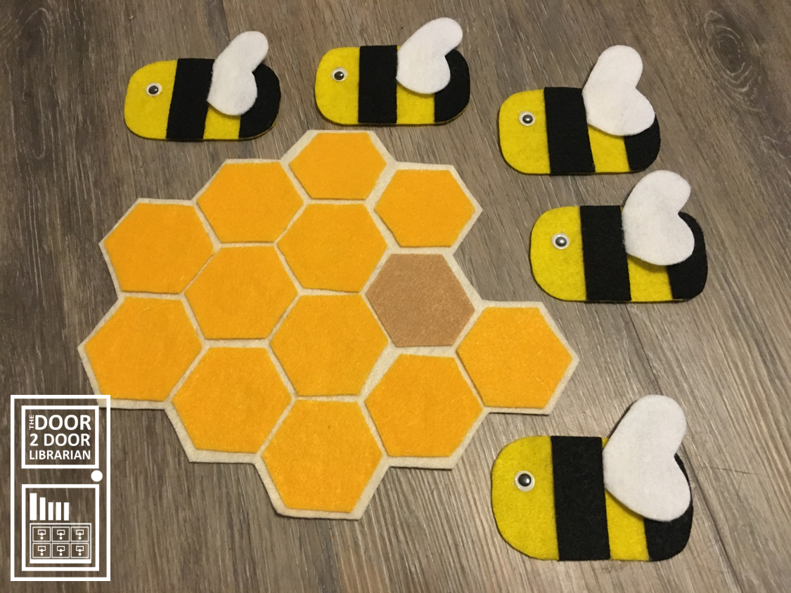 Flannelboard: Five Little Bees & Honeycomb – The Door 2 Door Librarian